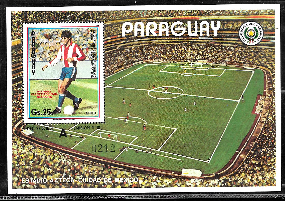 #4727 PARAGUAY 1986 FOOTBALL SOCCER WORLD CUP MEXICO 86 STADIUM S/S Mi ...