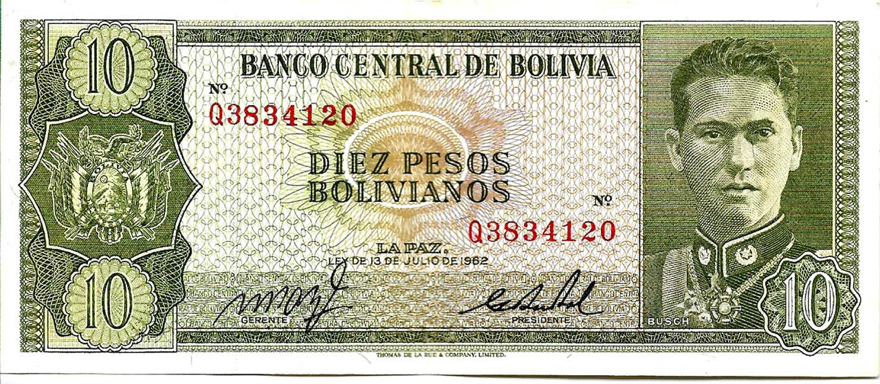 #B49 BOLIVIA 10 PESOS BOLIVIANOS AÑO 1982 VF - ESTAMPILLAS MONEDAS ...
