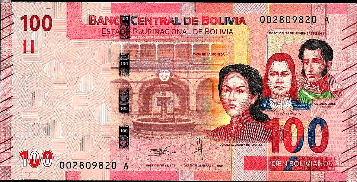 #B56 BOLIVIA 100 BOLIVIANOS AÑO 2019 UNC - ESTAMPILLAS MONEDAS BILLETES ...