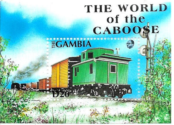 #20228 THE GAMBIA 1991 TRANSPORT TRAIN LOCOMOTIVES S/SHEET YV BL 134 ...